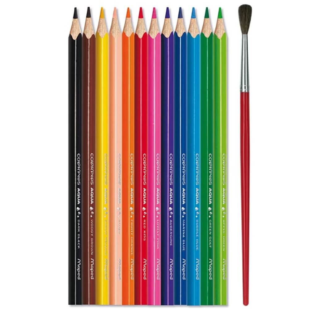 Lapis de Cor Color Peps Aqua 12 Cores + 1 Pincel - Maped