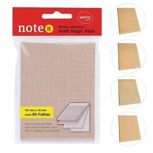 Bloco de Notas Adesivas Magic Kraft com 80 Folhas 101mmx76mm - Molin ...