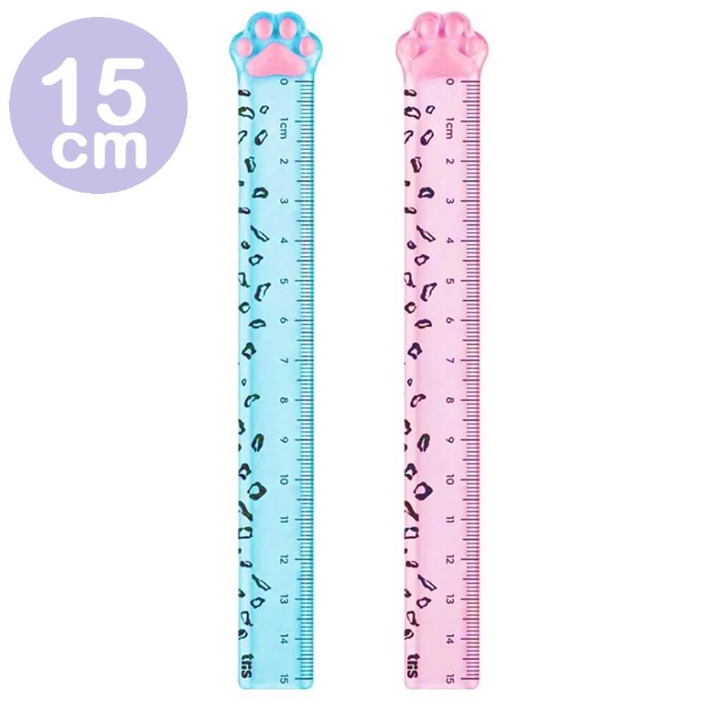 Regua Plastica Holic Pets Miau Line 15cm - Tris