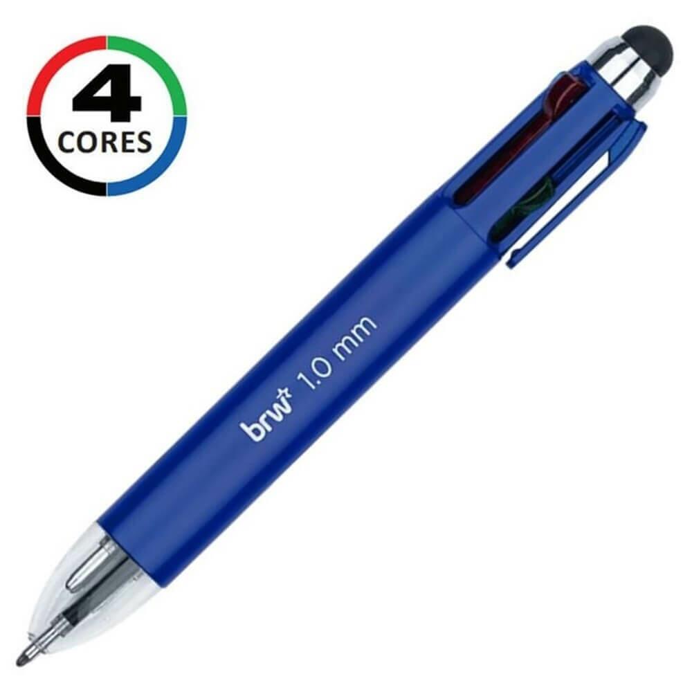 Caneta Esferografica Mini 4X1 Retratil 1.0mm com 4 Cores - BRW