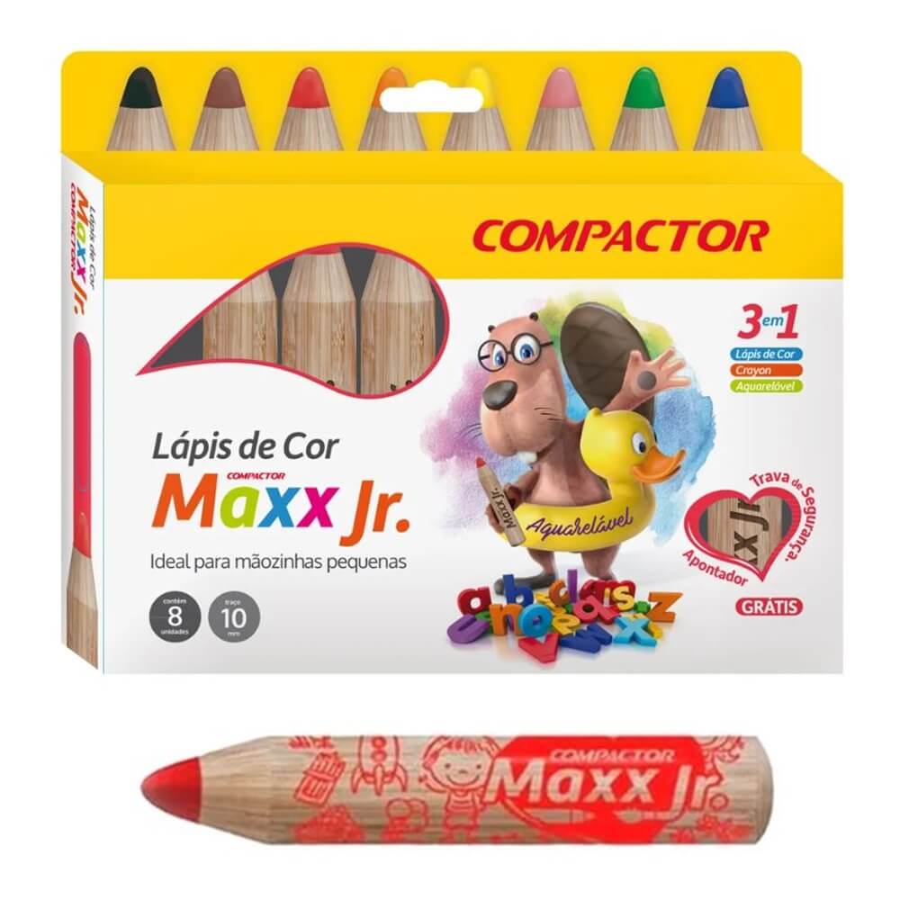 Lapis De Cor Jumbo Maxx Jr Com 8 Cores - Compactor