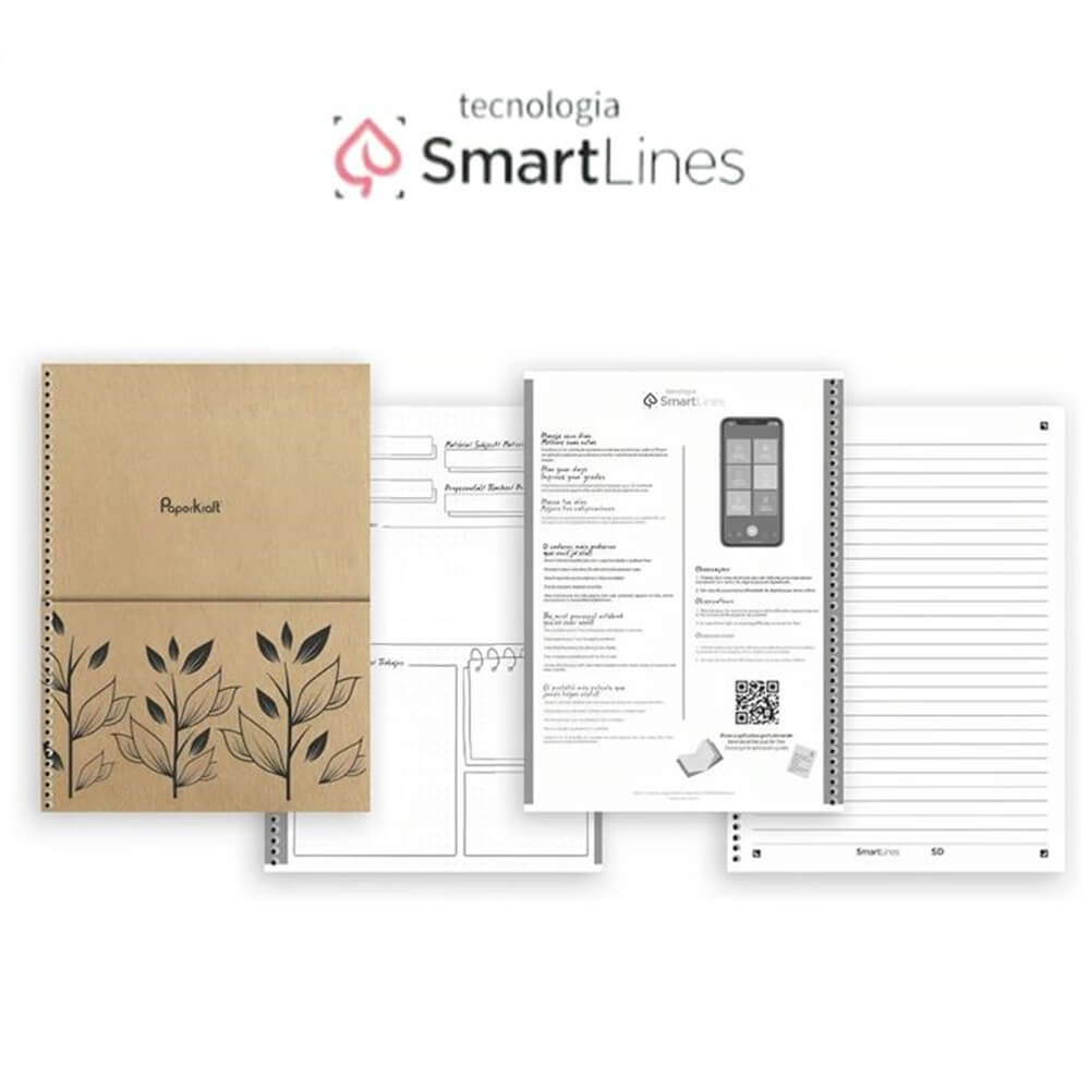 Caderno Universitario SmartLines Paper Kraft Xadrez 10 Materias Espiral Capa Dura 160 Folhas ...