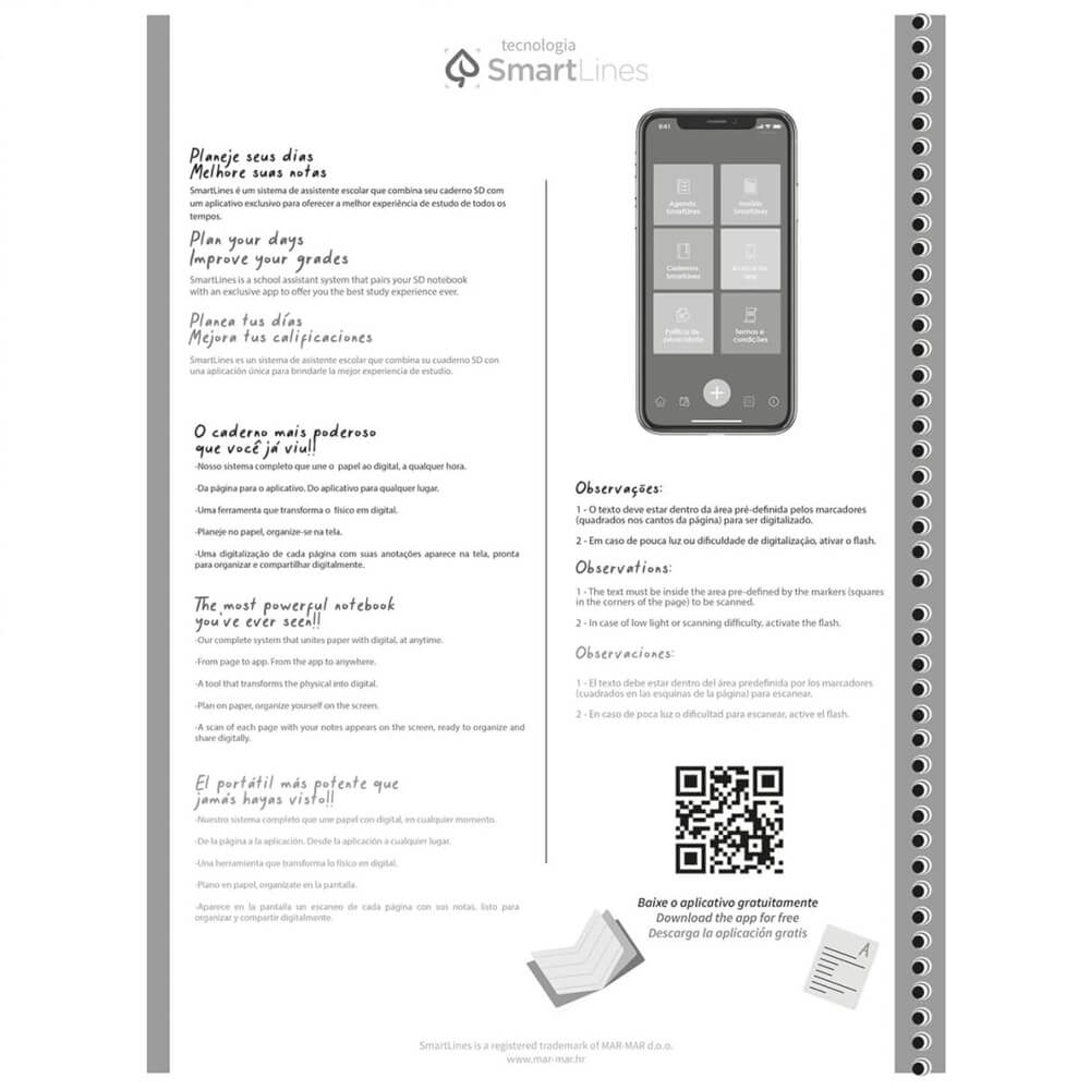 Caderno Universitario SmartLines Paper Kraft Xadrez 10 Materias Espiral Capa Dura 160 Folhas ...