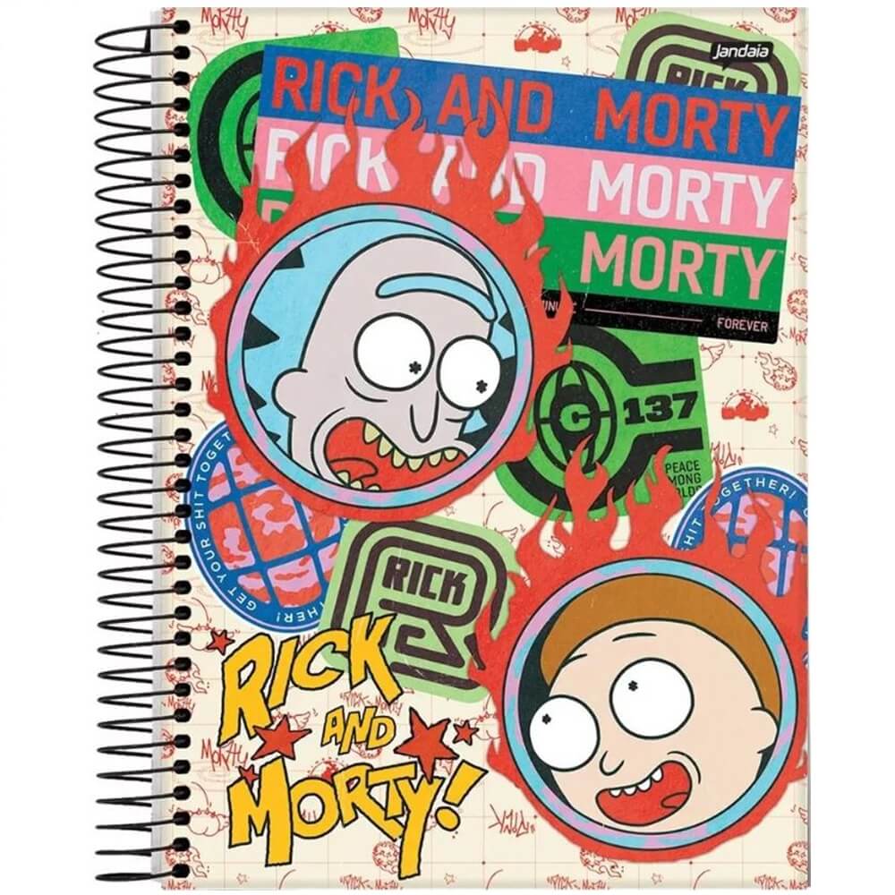 Caderno Universitario Rick and Morty 10 Materias Espiral Capa Dura 160 Folhas - Jandaia