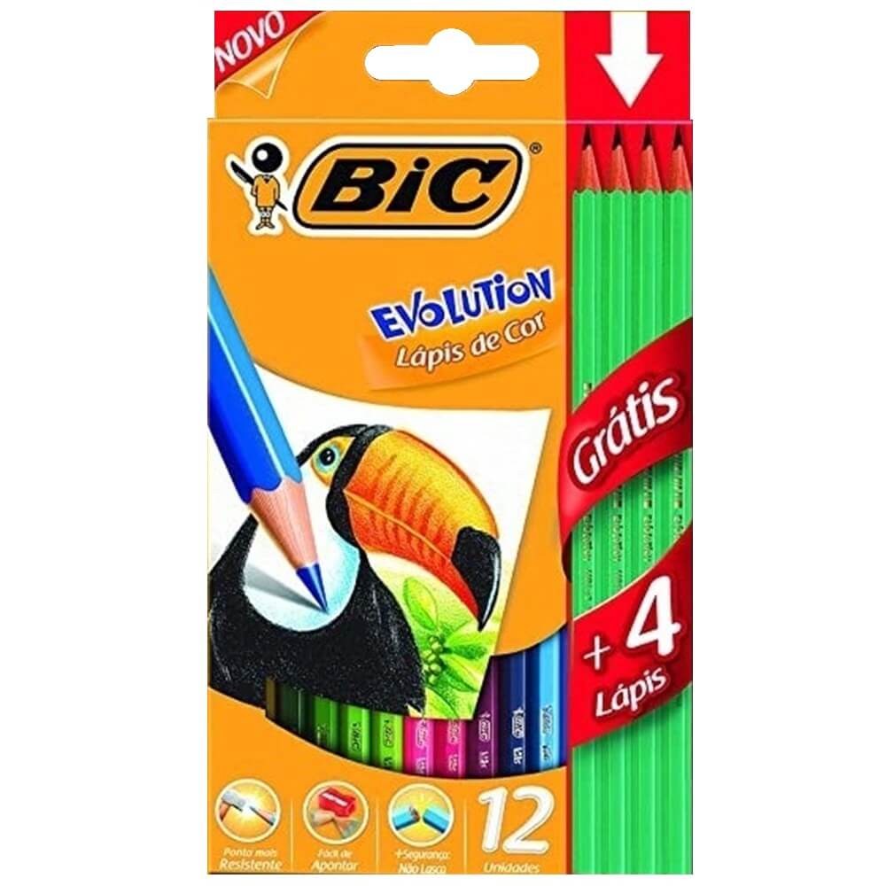 Lapis de Cor Bic Evolution 12 Cores + 4 Lapis Preto Evolution - Bic
