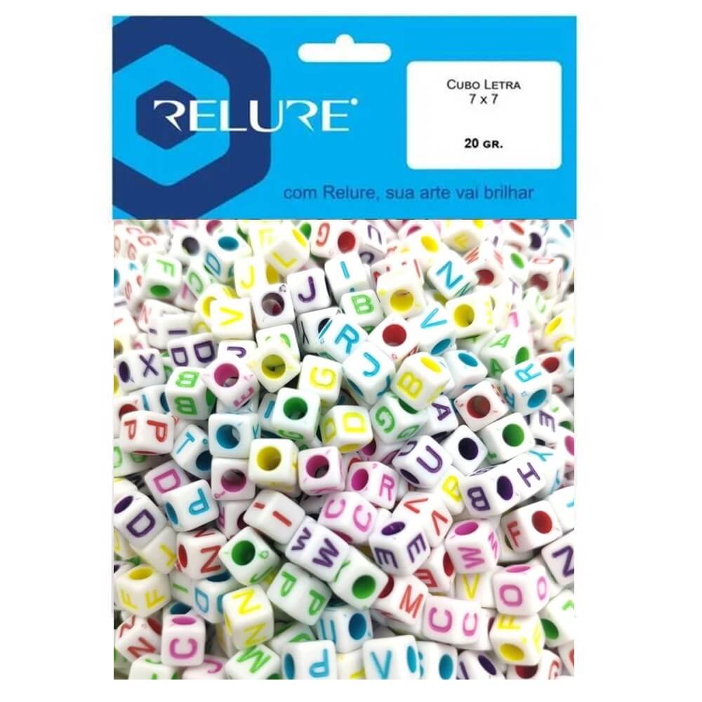 Micanga Cubo Letras Sortidas 7x7mm 20g - Relure