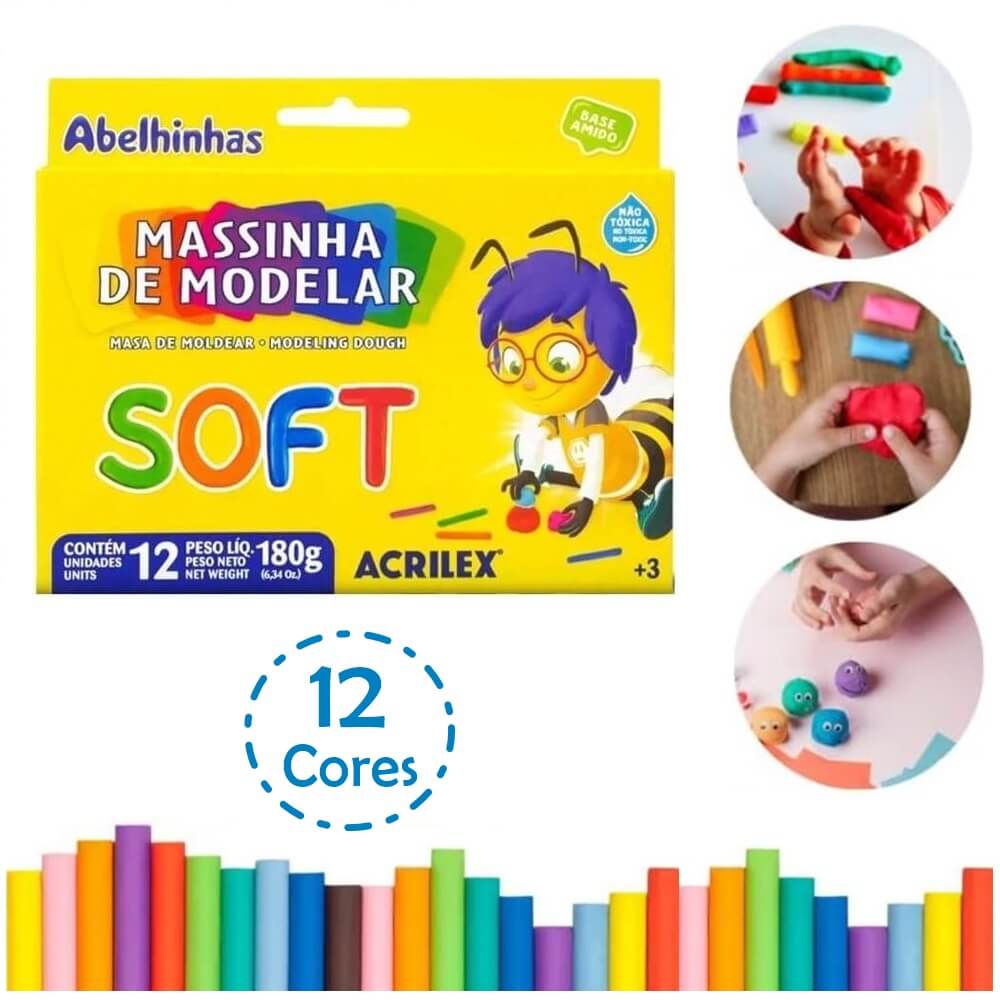 Massa de Modelar Soft 12 Cores - Acrilex - a partir de R$4,80