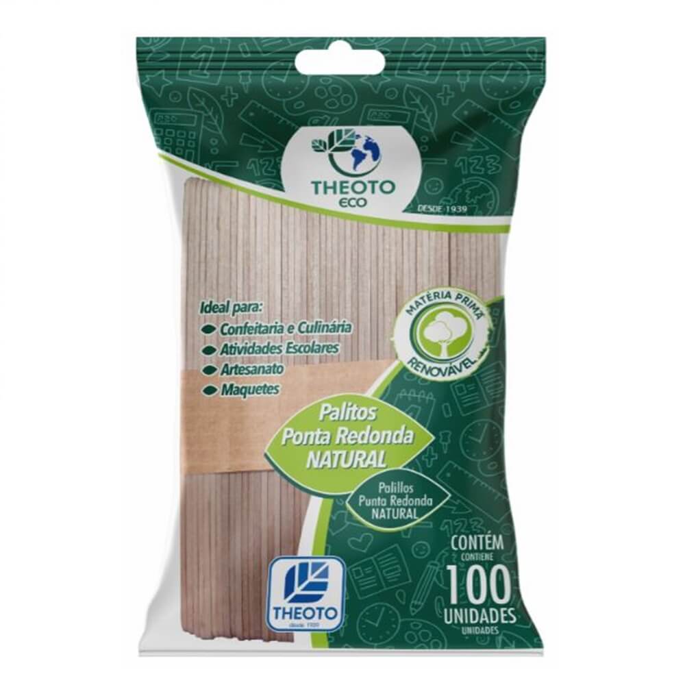 Palito Picole Madeira Ponta Redonda Natural com 100 Unidades - Theoto ...