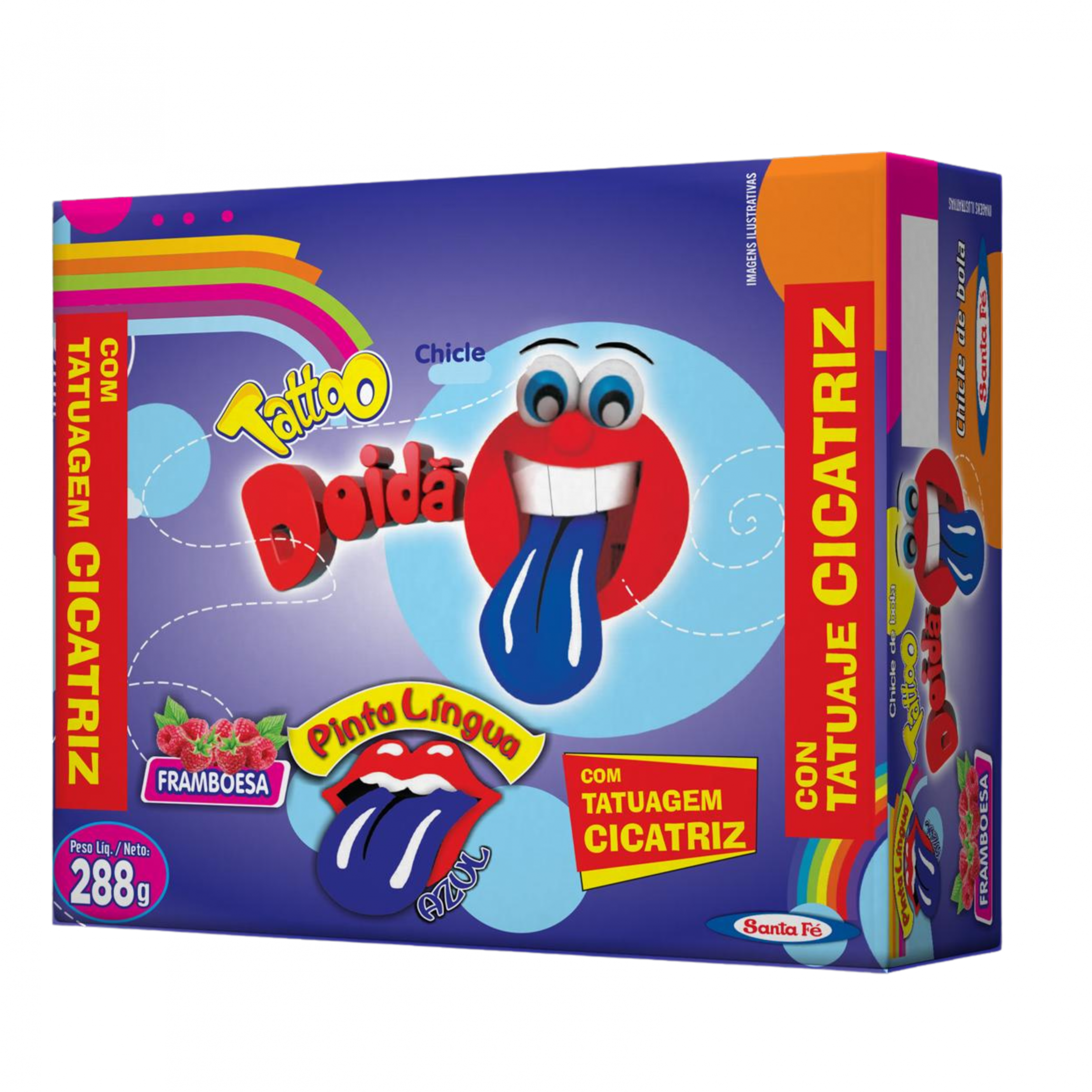 Comprar CHICLE TATTOO DOIDÃO PINTA LINGUA FRAMBOESA CICATRIZ 24x288G