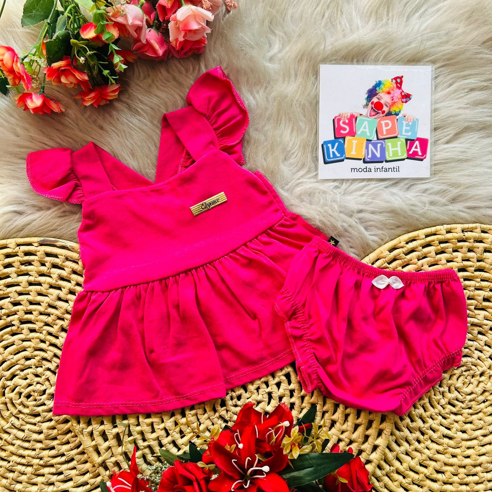 Comprar Roupa de Bebê Conjunto Bata e Calcinha Liso (Ref: 996 ...