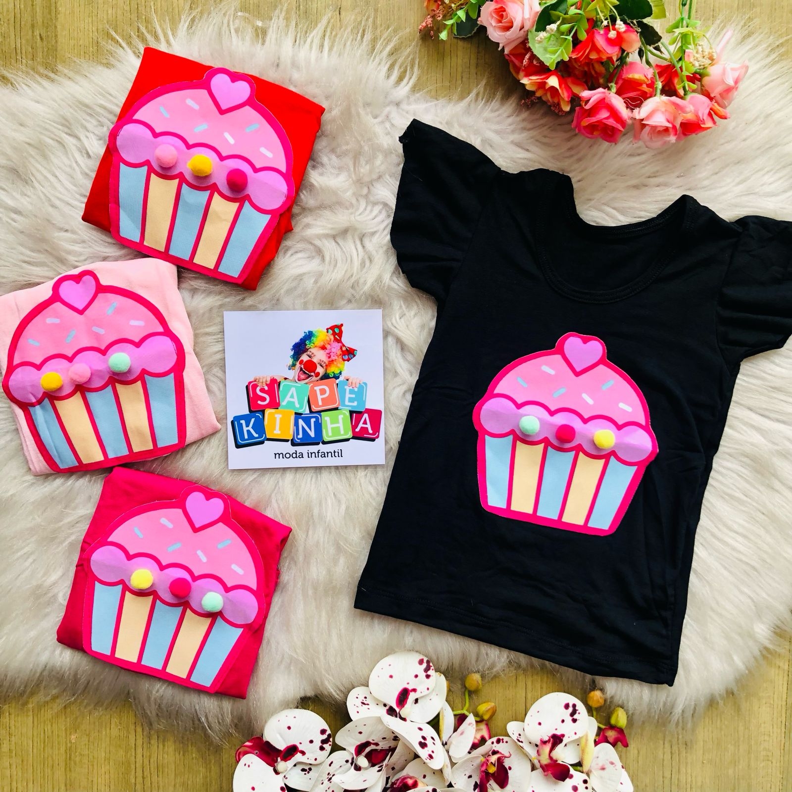 Comprar Camiseta Com Aplique Inafntil Cupcake (REF: 490) - Sapekinha ...