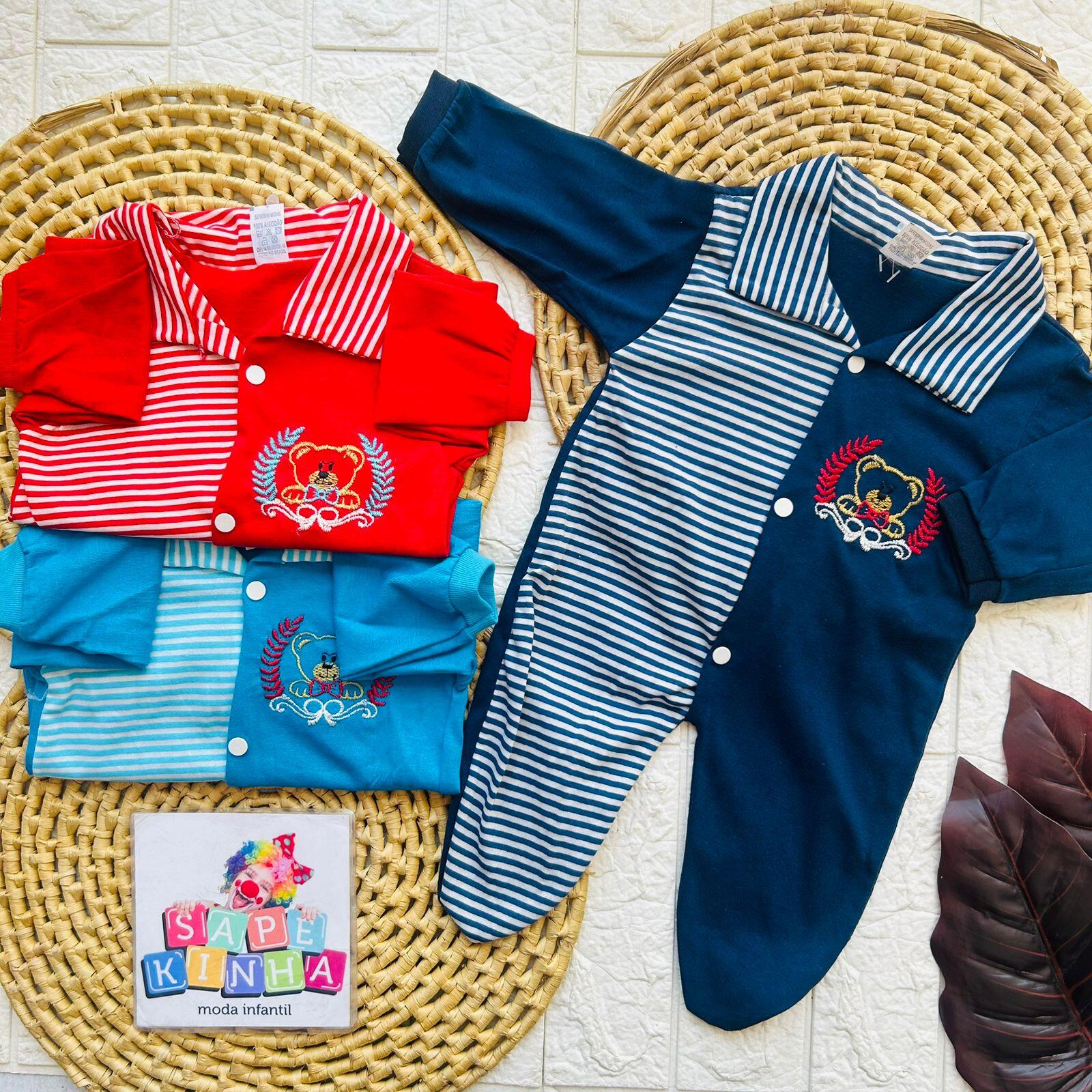 Comprar Roupa De Bebê Macacão Longo Listrado Urso (Ref: 583)