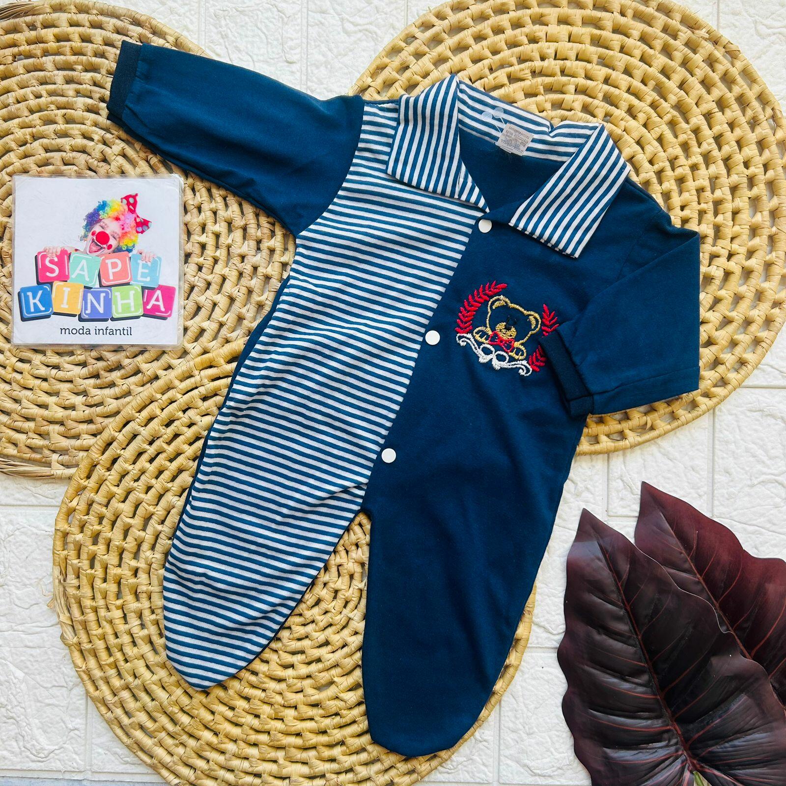 Comprar Roupa De Bebê Macacão Longo Listrado Urso (Ref: 583)