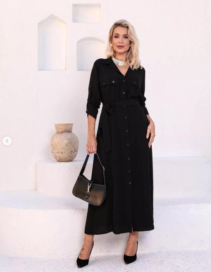 Comprar Vestido Chemise Monize com Cinto e Mangas Longas para Mulheres ...