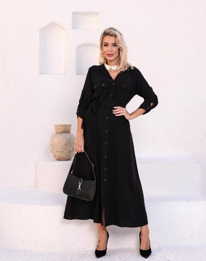 Comprar Vestido Chemise Monize com Cinto e Mangas Longas para Mulheres ...