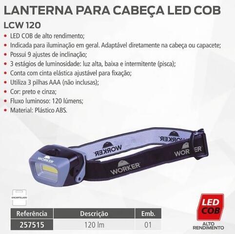 Comprar LANTERNA LED COM SUPORTE PARA CABEÇA - WORKER 257515 - a partir ...