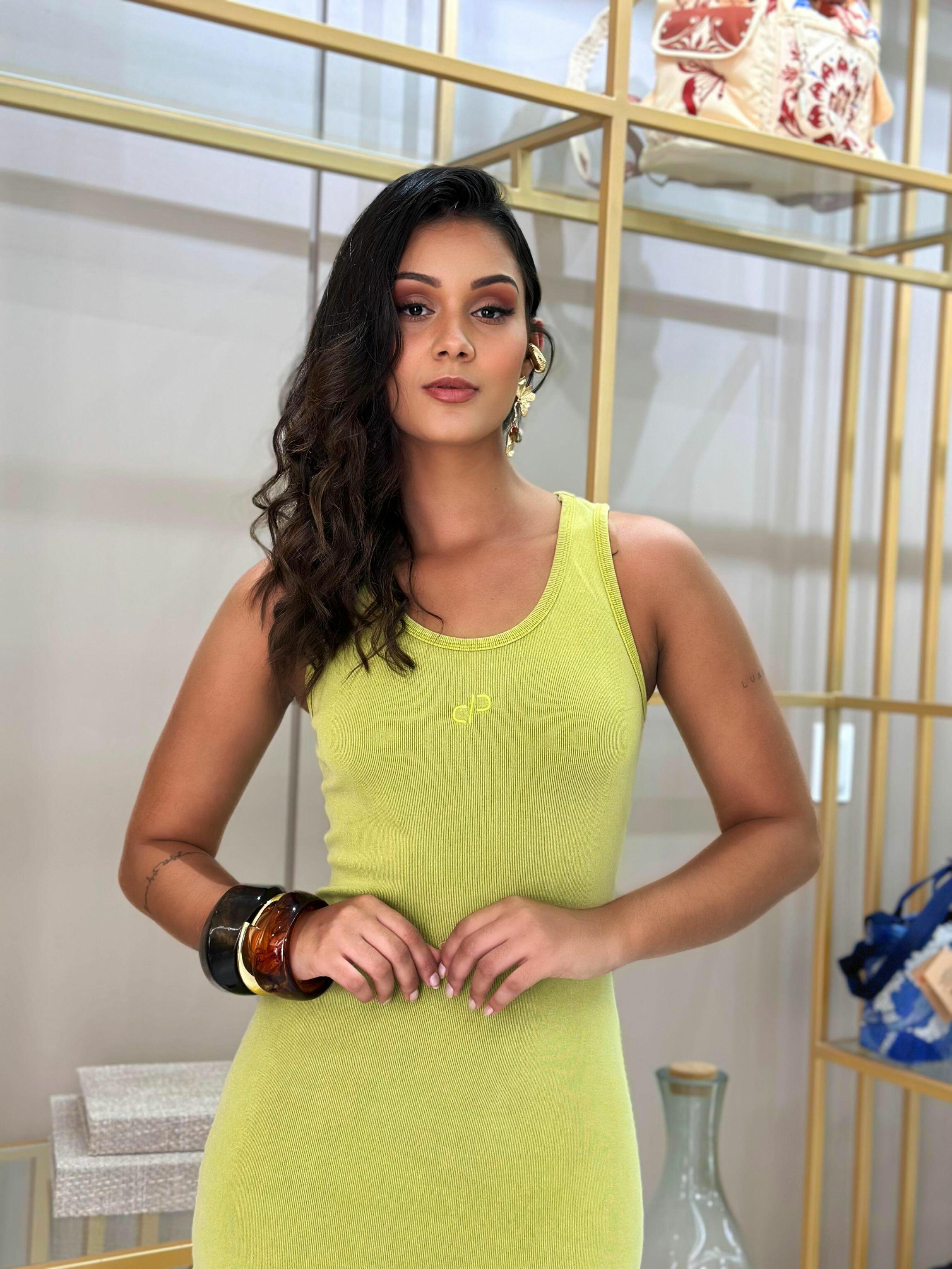 Comprar Vestido Verde Folhado - Open