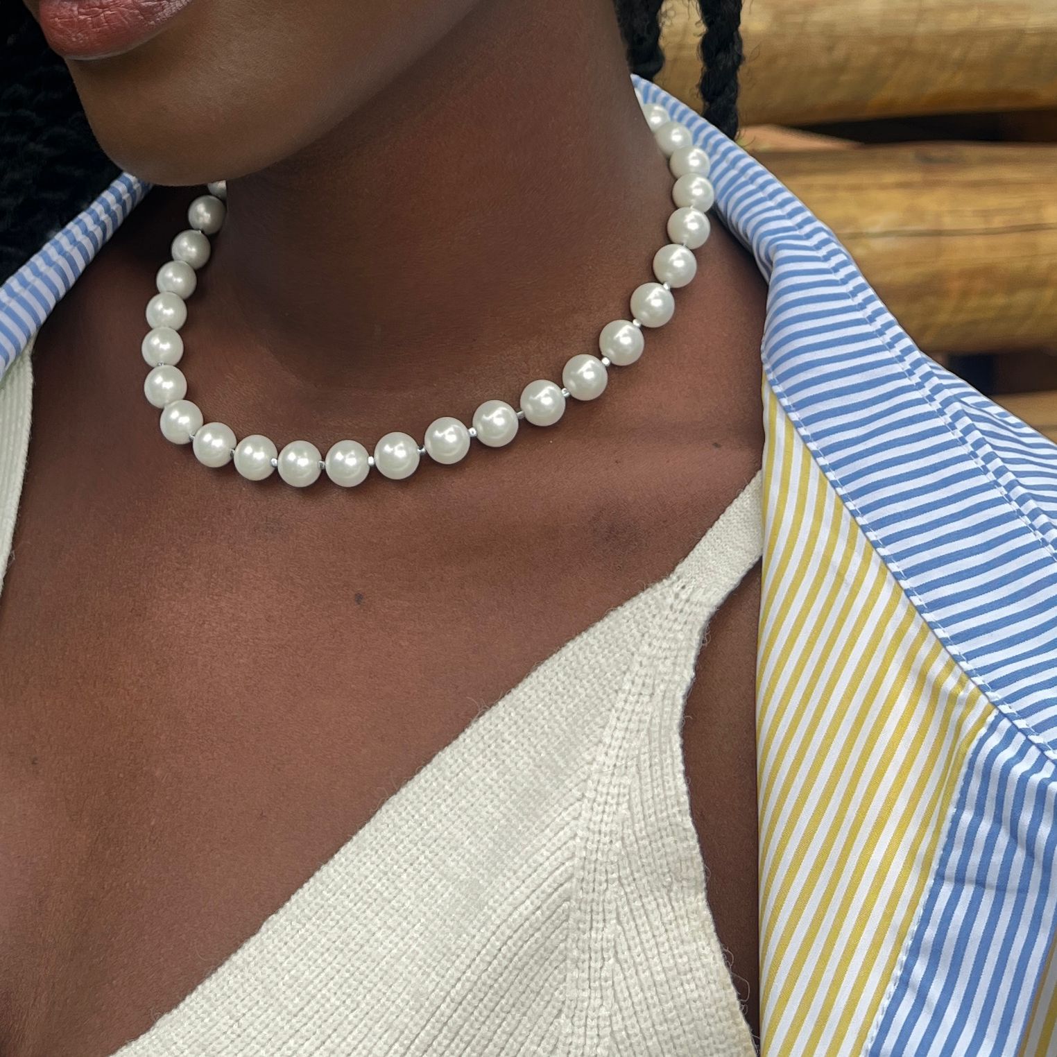 Comprar Colar Pérolas Shell com Hematita e Terminais Banhados em Prata ...