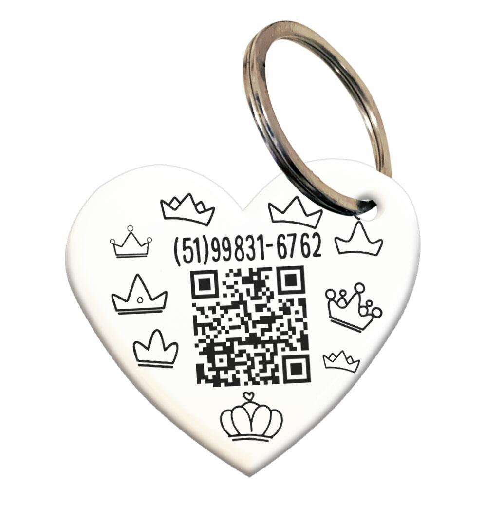 Comprar Placa de Identificação com Telefone e QR Code - Formato Coração ...