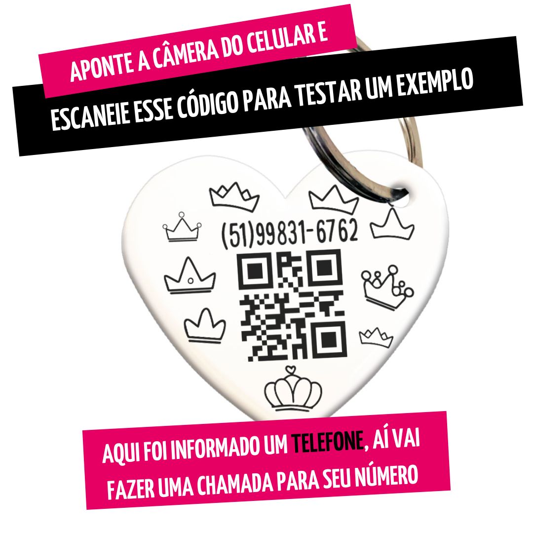 Comprar Placa de Identificação com Telefone e QR Code - Formato Coração ...