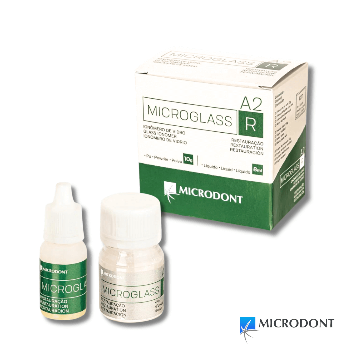 Ionomero De Vidro Microglass R (A2) - Microdont - Dental Paiva
