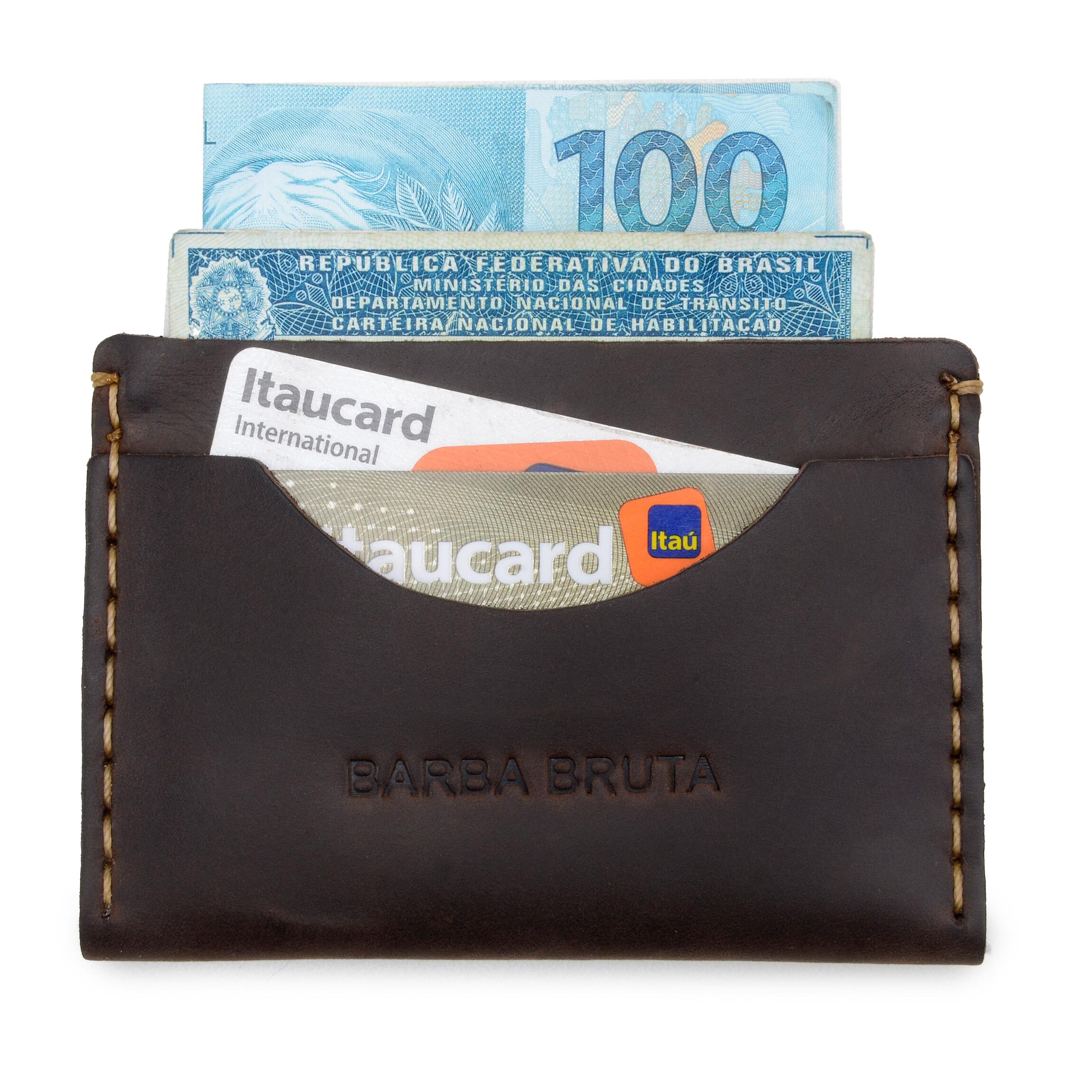 Comprar Carteira Card Holder café Feita à Mão em Couro Legítimo - a ...