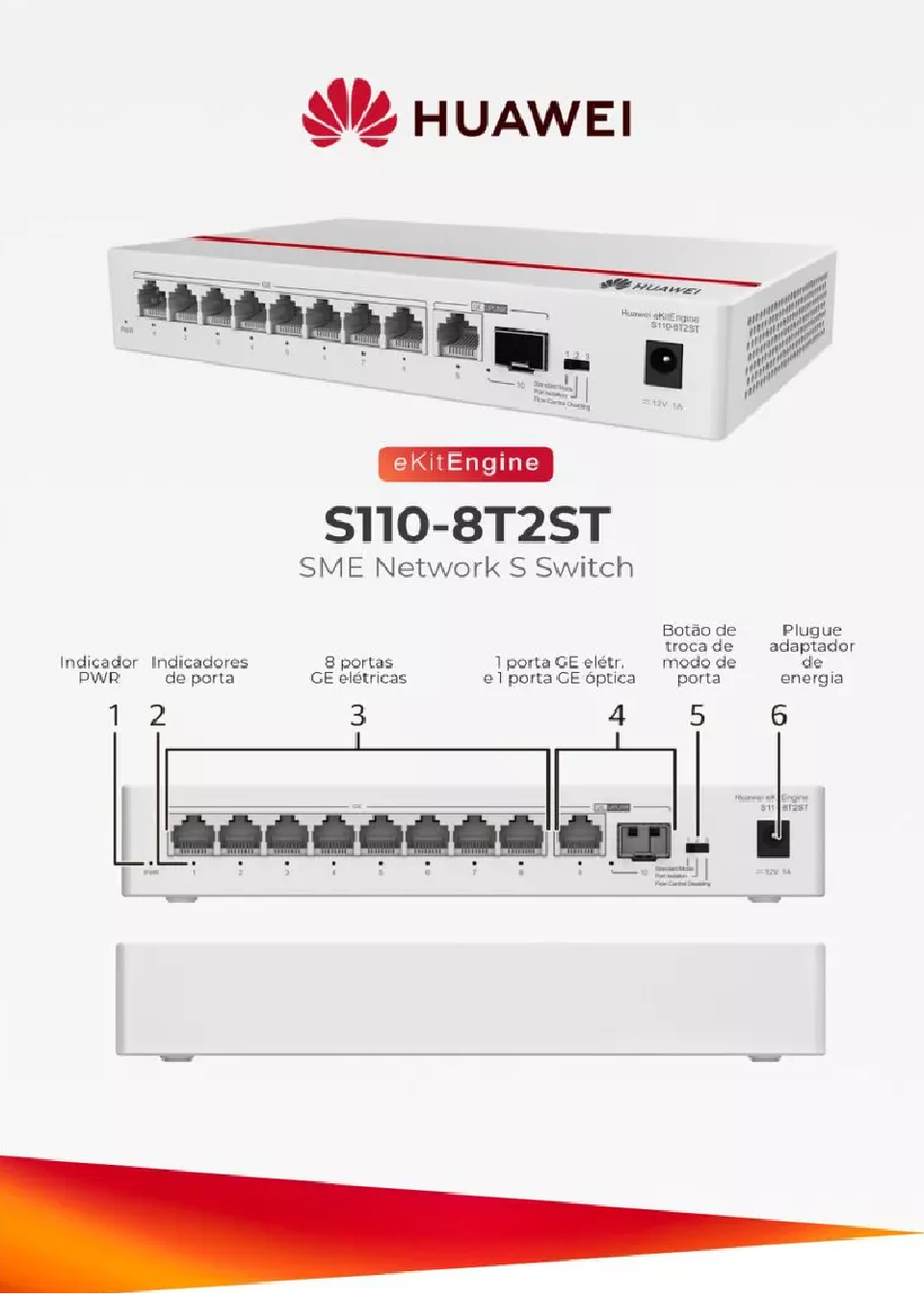 Switch Huawei POE 8P Gigabit eKitEngine S110-8P2ST
