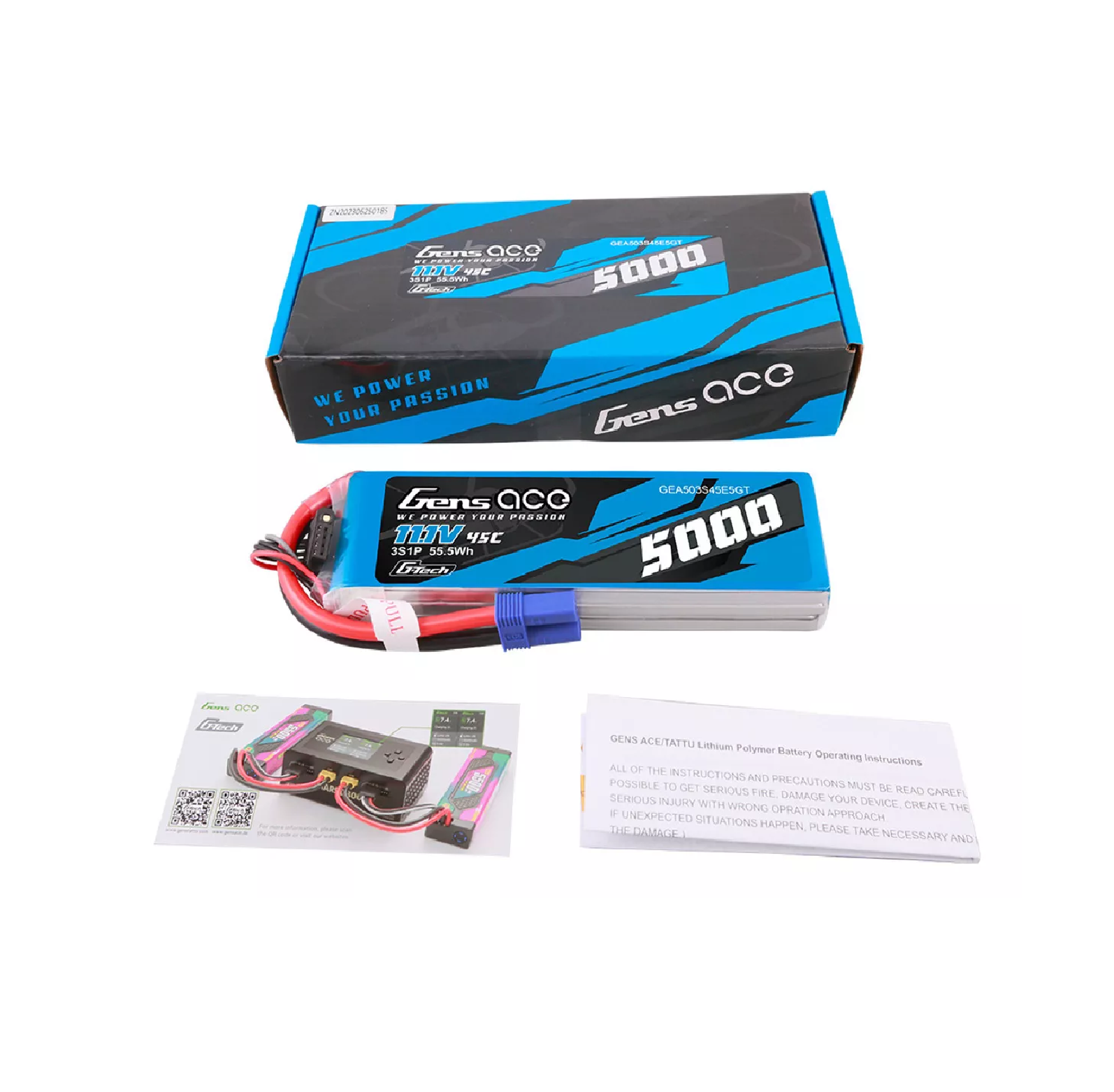 Comprar Gens Ace Bateria Lipo 5000mah 11.1v 3s 45c G-tech Plug Ec5