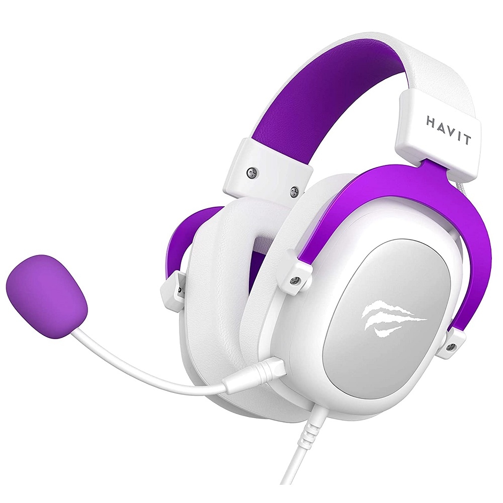 Headset Gamer Havit HV-H2002D Roxo e Branco com drivers de 53mm