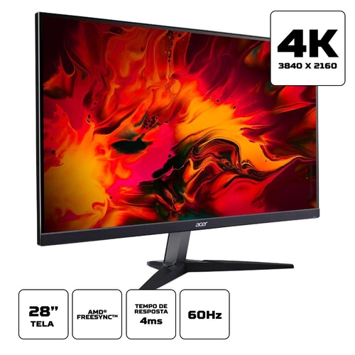 Monitor Acer KG282K 28" 4K UHD, IPS, 1,07B Cores, HDMI/DP, VESA