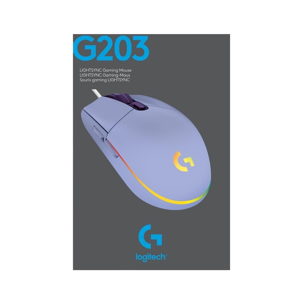 Comprar Mouse Gamer Logitech G203 RGB 6 Botões 8000 DPI Lilás - Login ...