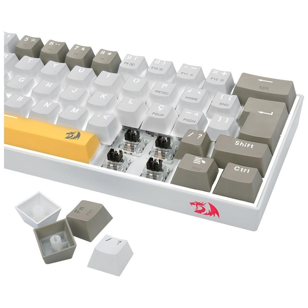 Teclado Mecânico Redragon Lakshmi 60% Branco Switch Brown - a partir de R$250,17