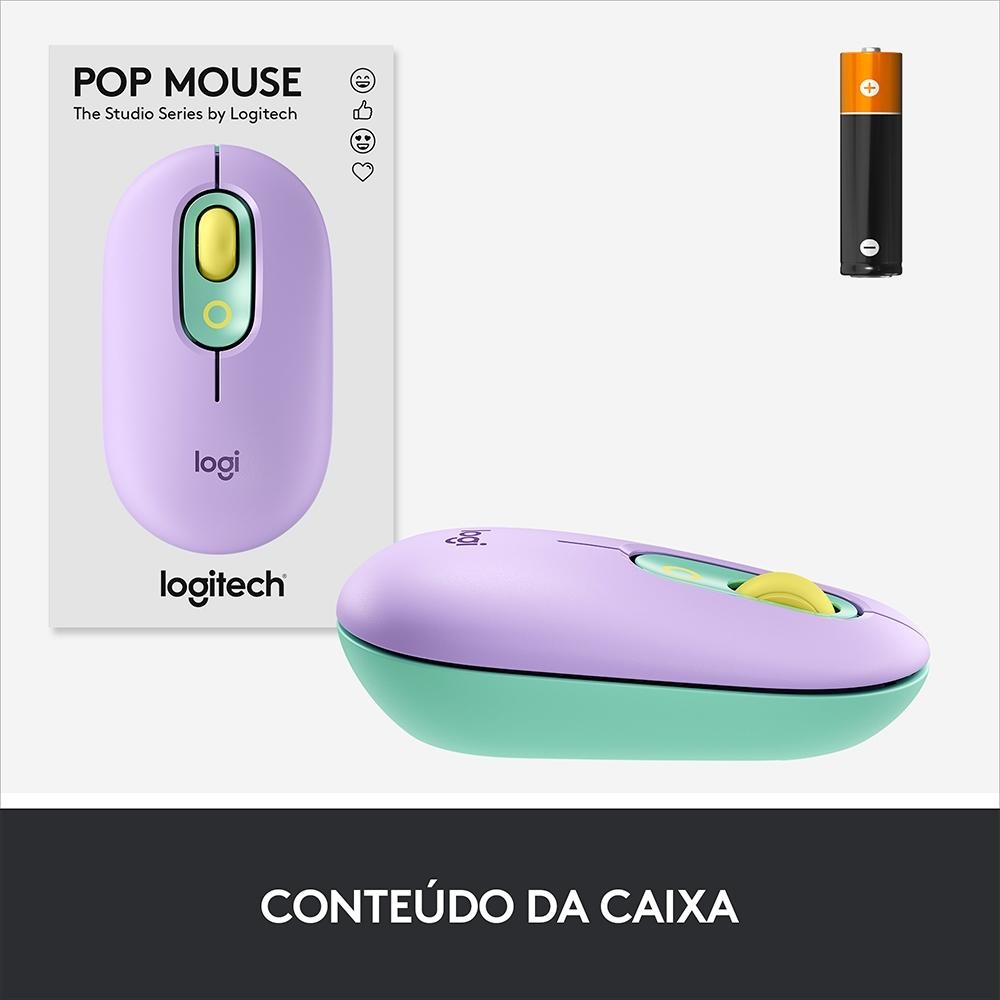 Mouse Sem Fio Logitech POP Daydream BT Emoji 3 Dispositivos