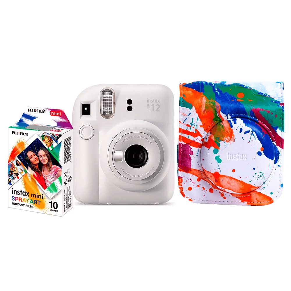 Comprar Kit Câmera Fujifilm Instax Mini 12 Branco Spray + Pack 10 ...