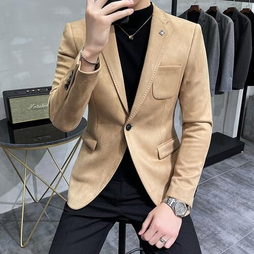 Comprar Blazer Masculino em Suede Aveludado Slim Fit - Cáqui - a partir de R$343,00 - Use Dali ...