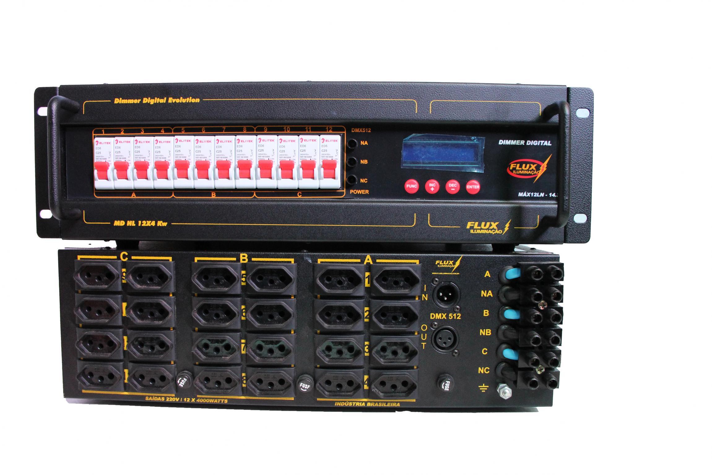 Comprar Dimmer Digital DMX 12 Canais 4kW - Flux iluminação
