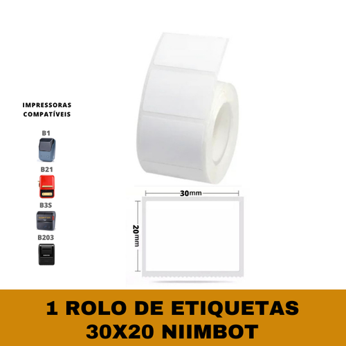 Comprar 1 ROLO ETIQUETAS 30x20 NIIMBOT B1 | B21 | B3S | B203 - a partir de R$52,28 - TITANNET
