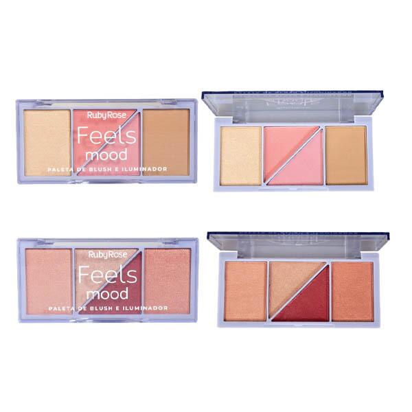 Comprar Paleta de Blush e Iluminador Ruby Rose Feels Mood Hb7529 - Amor de Make