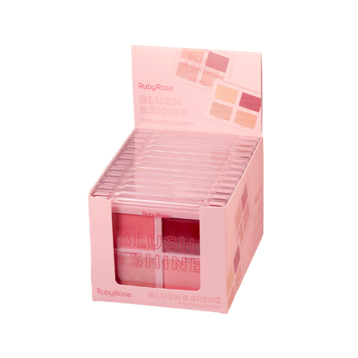 Comprar Box Paleta De Blush E Iluminador Ruby Rose Shine Berry Bronze ...
