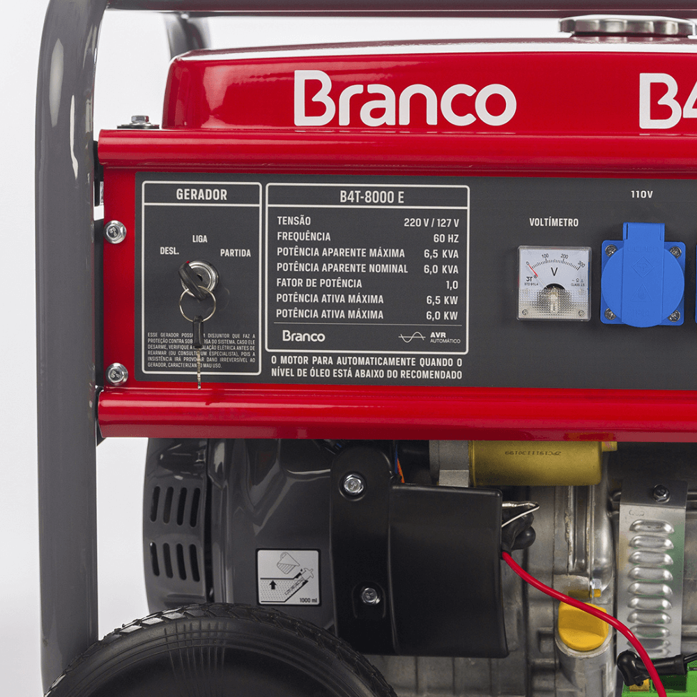 Gerador Gasolina Branco B4T-8000 E 6,5 kVA Partida Elétrica - a partir de R$5.192,91