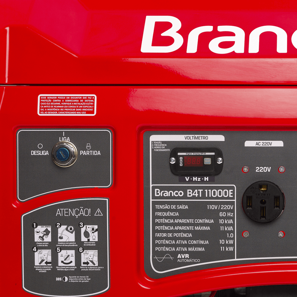 Gerador Gasolina Branco B4T-11000 E 11 kVA Partida Elétrica - a partir de R$13.892,31