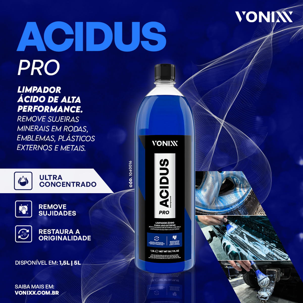 Acidus Pro Limpador Ácido de Alta Performance 1,5L - Vonixx