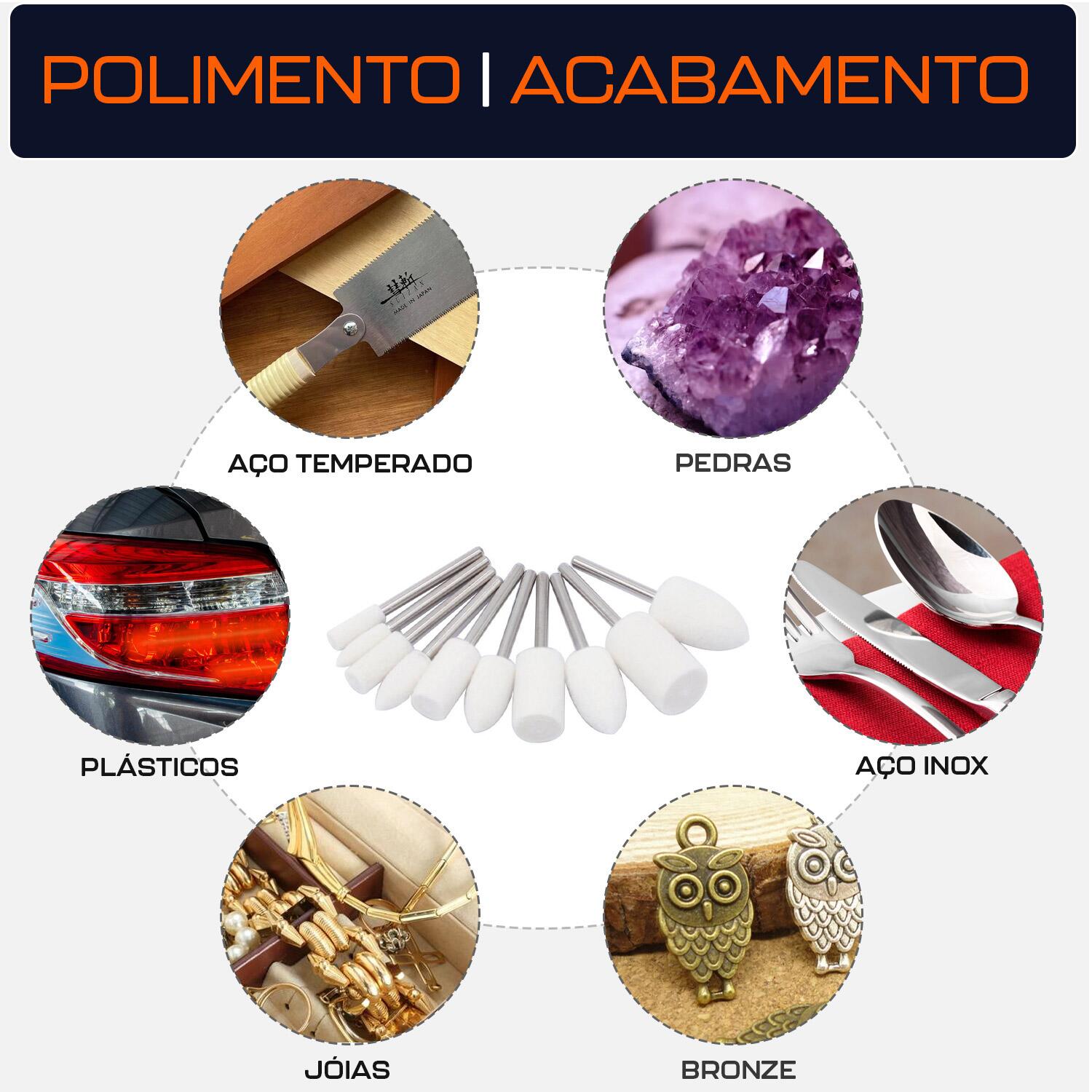 Comprar Ponta Montada Feltro 6mm Cônica Haste 3mm Polimento Retifica ...