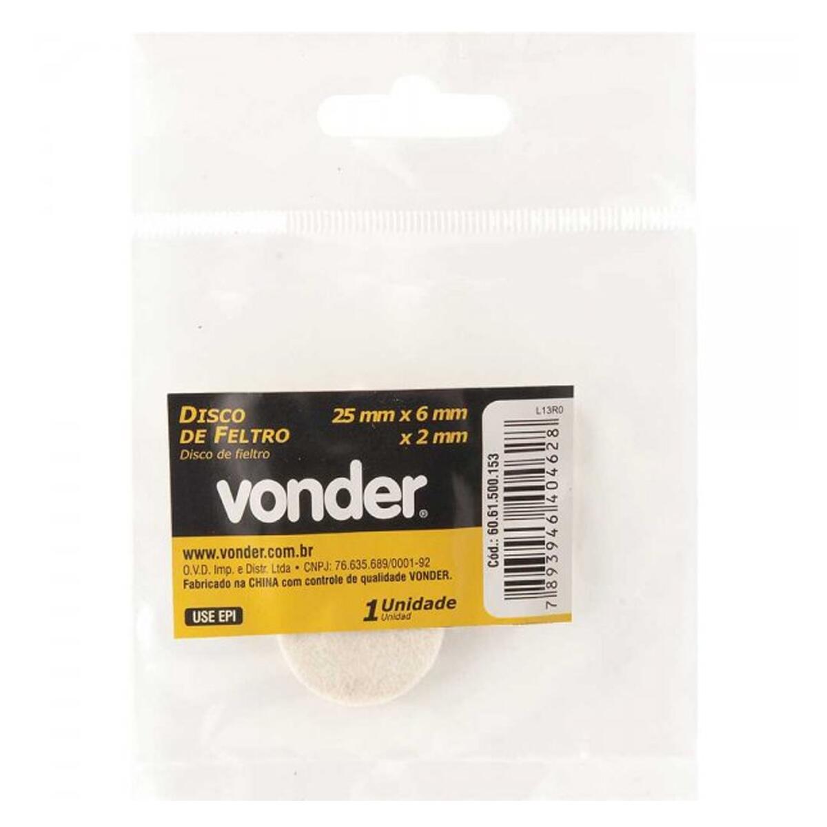 Comprar Disco de Feltro 25mm x 6mm para Micro Retíficas Polir Vonder ...