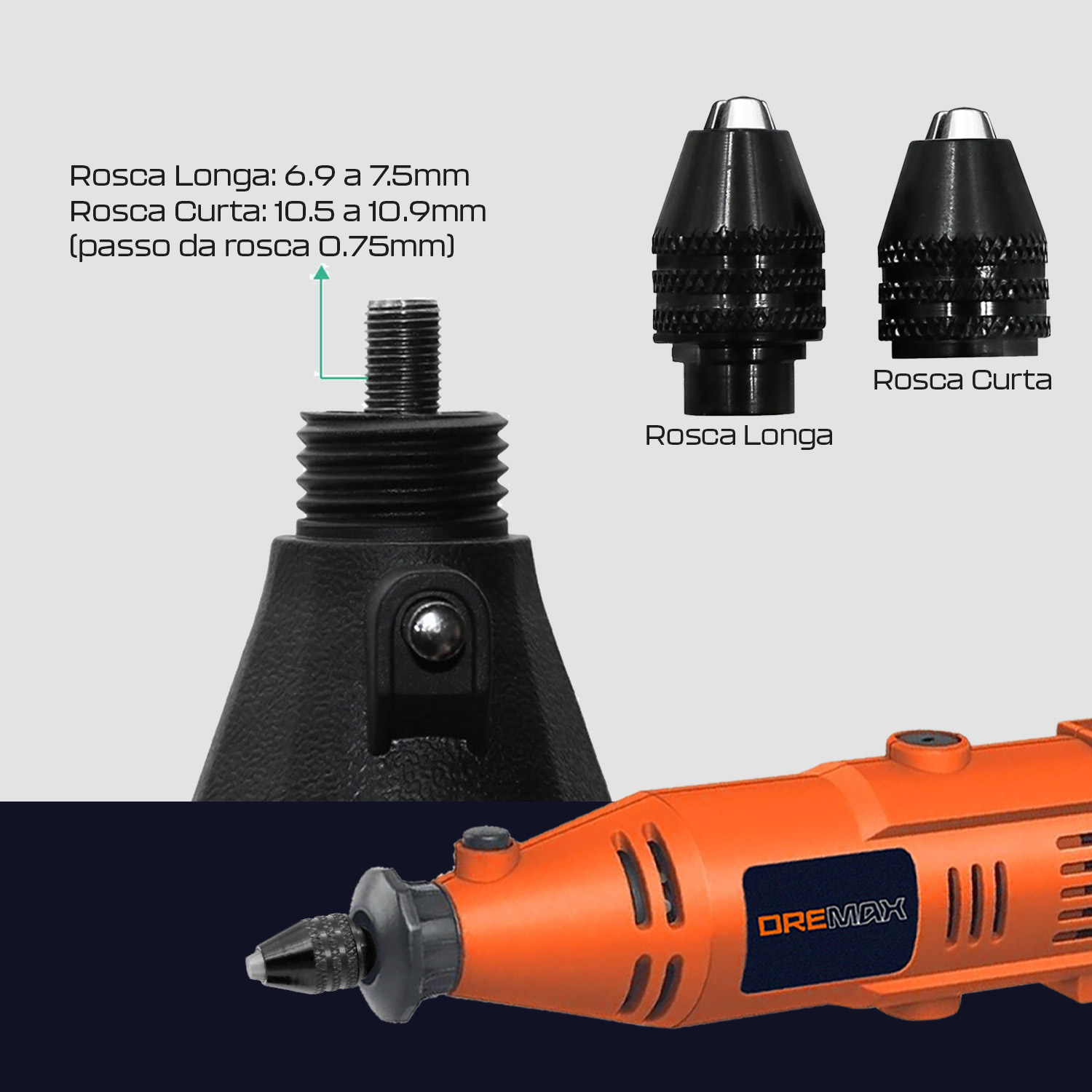 Comprar Mandril de Aperto Rápido Rosca M7 Curta para Micro Retífica - a partir de R$21,11 ...