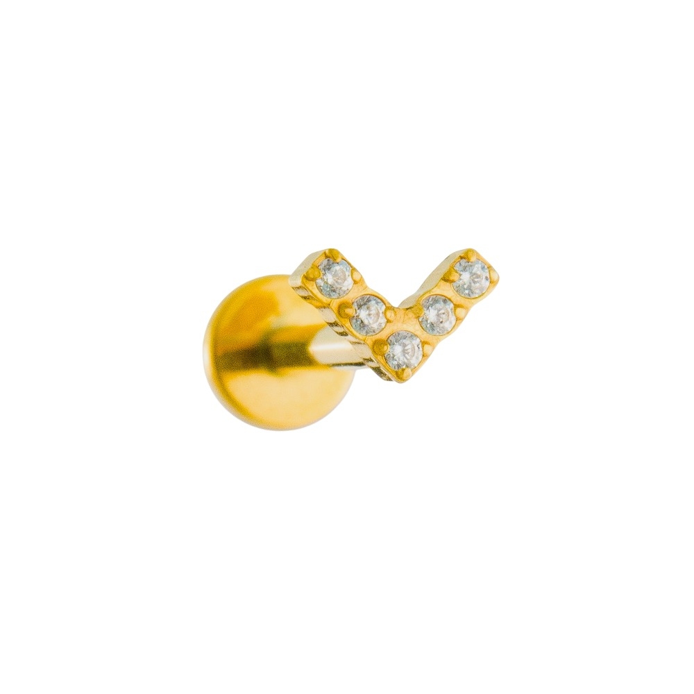 Piercing Labret Cristal V RI PVD Golden Titânio Hipoalergênico - a ...