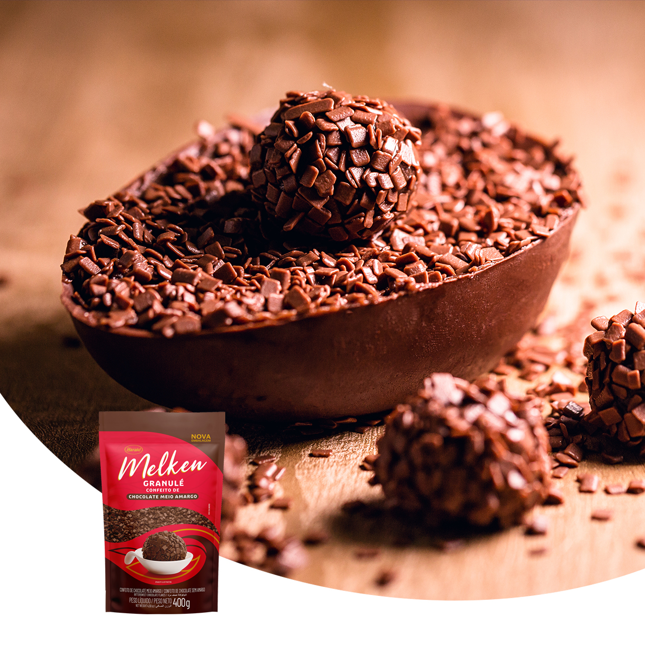 Comprar Confeito Chocolate Meio Amargo 400 G Granulé Melken Harald ...