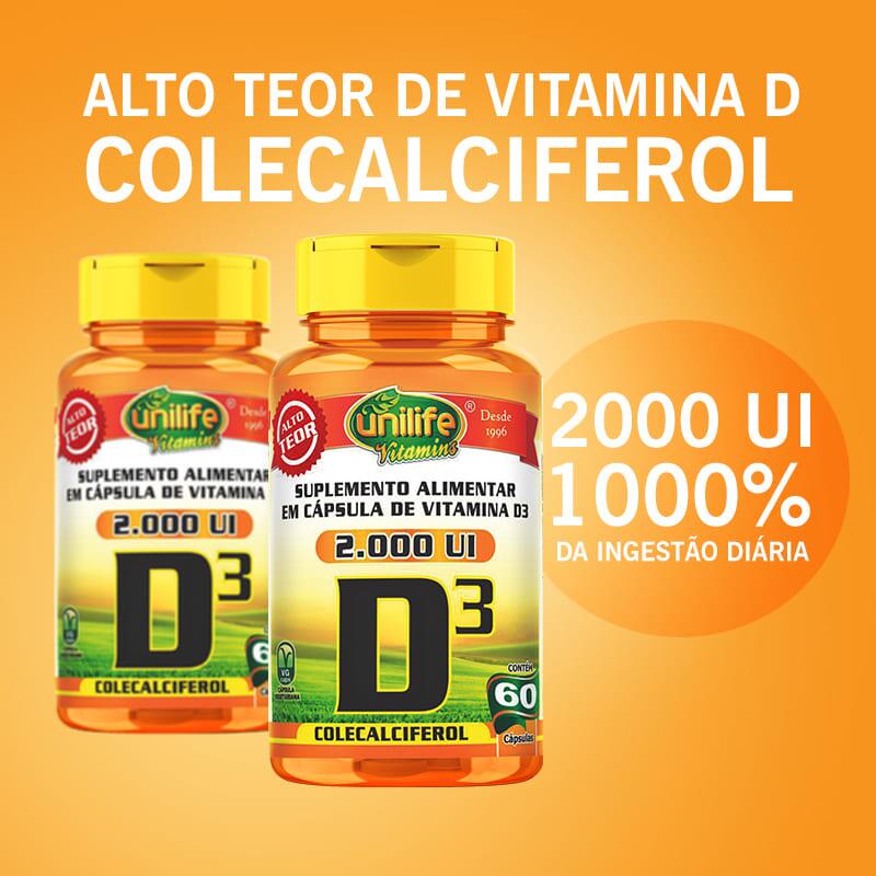 Comprar Vitamina D3 2000ui Colecalciferol 470mg 60 Cápsulas Unilife ...