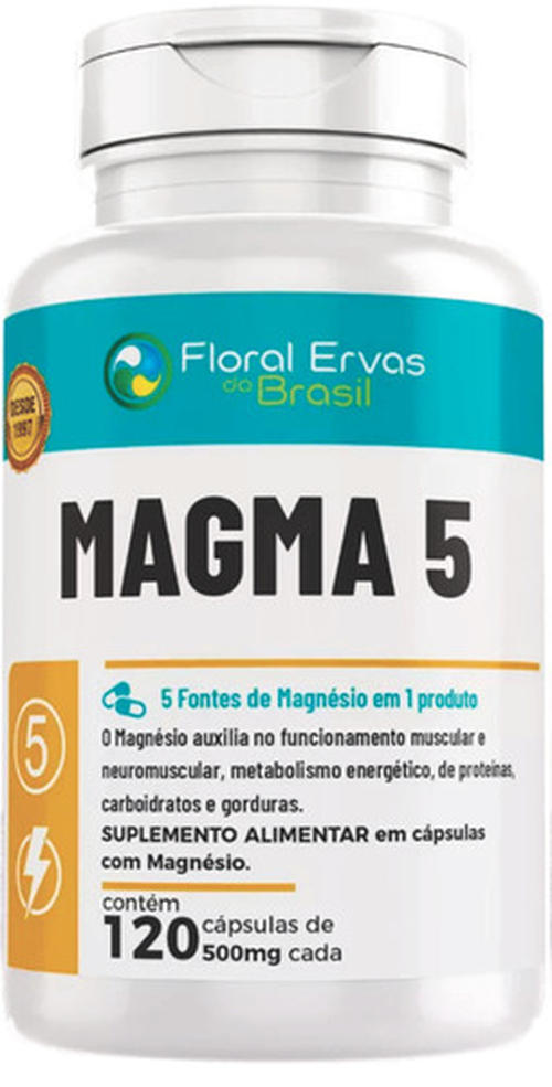 Comprar Magma 5 - 5 Tipos de Magnésio 120 Cápsulas Floral Ervas do ...