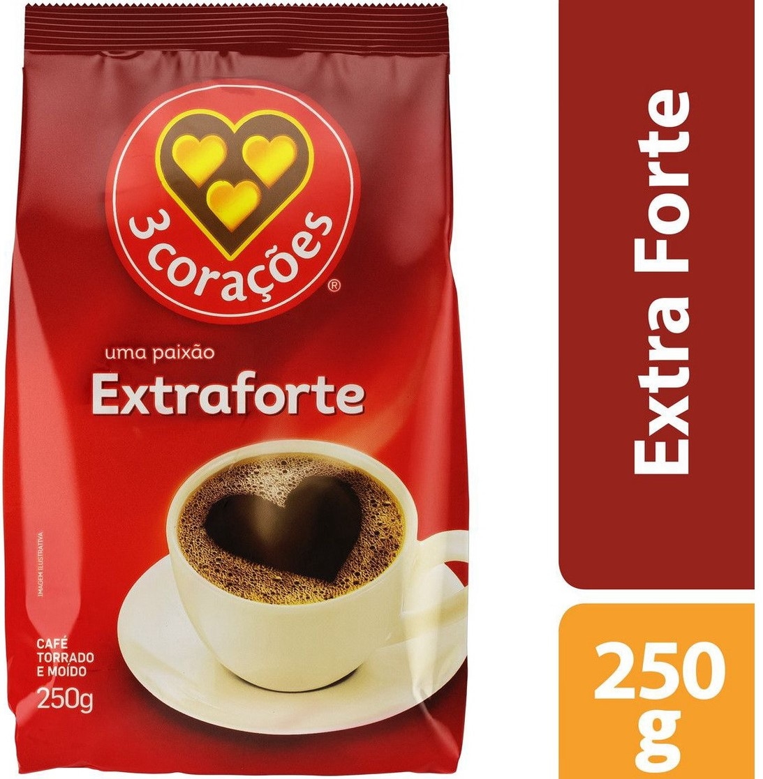 Comprar Café Em Pó Torrado E Moído Extra Forte 250g 3 Corações - Real ...